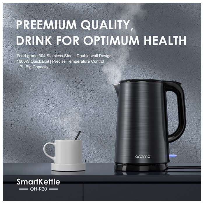 Oraimo Double-wall Design Big Capacity Stainless Steel SmartKettle